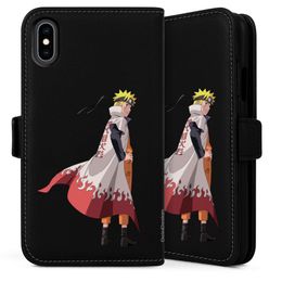 DeinDesign iPhone X Handy Klapph&uuml;lle Handyh&uuml;lle aus Kunst Leder schwarz Flip Case Sensei Naruto Shippuden Hokage Sideflip mit langer Lasche