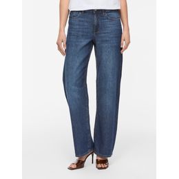 Vila Damen Weite Jeans "VIPALMA RW WIDE JEANS DBD PAL20-NOOS"dunkelblau denim, Gr. 34, unifarben, Denim/Jeans, Obermaterial: 100% Baumwolle, Jeans,