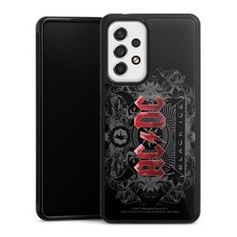 DeinDesign Galaxy A53 5G Handy Gallery Case Handyh&uuml;lle 9H Geh&auml;rtetes Glas R&uuml;ckseite H&uuml;lle Merchandise Black Ice Acdc Gallery Case