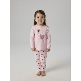 name it M&auml;dchen Schlafanzug "NMFNIGHTSET CUTIE HEART NOOS", Gr. 122parfait pink, Jersey, Obermaterial: 95% Baumwolle, 5% Elasthan, bedruckt,