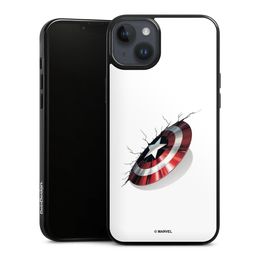 DeinDesign iPhone 14 Plus Handy Silikon H&uuml;lle Case schwarz Handyh&uuml;lle Captain America Official Licensed Product Marvel