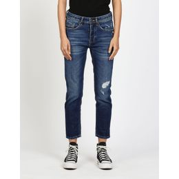 Gang Damen 5-Pocket-Jeans "94NICA CROPPED"real destroy midblau, Gr. 28, unifarben, 90% Baumwolle, 2% Elasthan, 8% Polyester, Jeans, im 5-Pocket-Style