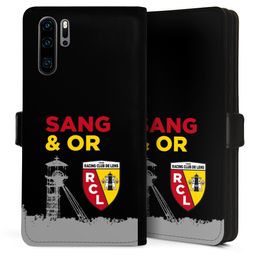 DeinDesign Huawei P30 Pro Handy Klapph&uuml;lle Handyh&uuml;lle aus Kunst Leder schwarz Flip Case Racing Club De Lens Official Licensed Product Rcl Sideflip mit langer 