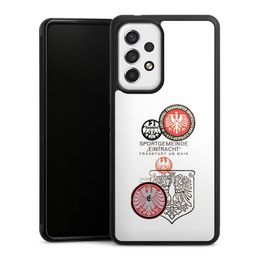 DeinDesign Galaxy A53 5G Handy Gallery Case Handyh&uuml;lle 9H Geh&auml;rtetes Glas R&uuml;ckseite H&uuml;lle Official Licensed Product Retro Eintracht Frankfurt Gallery Case