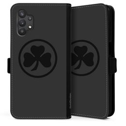 DeinDesign Galaxy A32 5G Handy Klapph&uuml;lle Handyh&uuml;lle aus Kunst Leder schwarz Flip Case Official Licensed Product Spvgg Greuther F&uuml;rth Clover Sideflip mit langer 