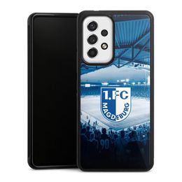 DeinDesign Galaxy A53 5G Handy Gallery Case Handyh&uuml;lle 9H Geh&auml;rtetes Glas R&uuml;ckseite H&uuml;lle 1. Fc Magdeburg Stadium 1. Fcm Gallery Case