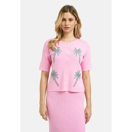 Milano Italy Damen Strickjackeorchid, Gr. XXL, bestickt, Material: 70% Viskose, 30% Polyester, Strickjacken, aus Feinstrick