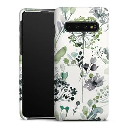 DeinDesign Galaxy S10 Handy Premium Case Smartphone Handyh&uuml;lle Schutzh&uuml;lle gl&auml;nzend Flowers Water Colour Eukalyptus Premium Case