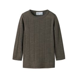 name it Jungen Langarmshirt "NMMWANG WOOL NEEDLE LS TOP SOLID NOOS"morel, Gr. 104, unifarben, Strick, Obermaterial: 100% Wolle, Shirts, aus reiner
