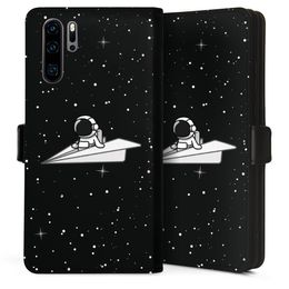 DeinDesign Huawei P30 Pro Handy Klapph&uuml;lle Handyh&uuml;lle aus Kunst Leder schwarz Flip Case Astronaut Comic Paper Sideflip mit langer Lasche