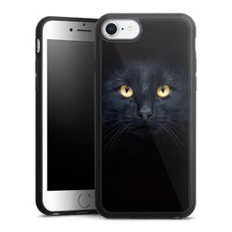 DeinDesign iPhone SE (2020) Handy Gallery Case Handyh&uuml;lle 9H Geh&auml;rtetes Glas R&uuml;ckseite H&uuml;lle Eye Cat Black Gallery Case