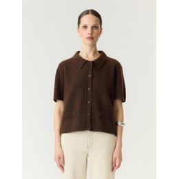 Y.A.S Damen Strickjacke "YASFRILO SS KNIT CARDIGAN S. NOOS"coffee bean detail:melange, Gr. M, meliert, Strick, Obermaterial: 55% Polyester, 36%