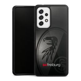 DeinDesign Galaxy A53 5G Handy Gallery Case Handyh&uuml;lle 9H Geh&auml;rtetes Glas R&uuml;ckseite H&uuml;lle Sc Freiburg Official Licensed Product Metallic Look Gallery Case