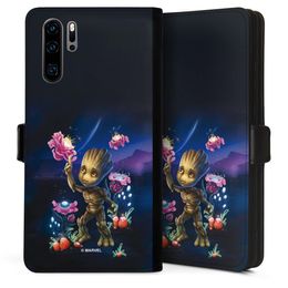 DeinDesign Huawei P30 Pro Handy Klapph&uuml;lle Handyh&uuml;lle aus Kunst Leder schwarz Flip Case Baby Groot Marvel Guardians Of The Galaxy Sideflip mit langer Lasche