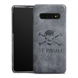 DeinDesign Galaxy S10 Handy Premium Case Smartphone Handyh&uuml;lle Schutzh&uuml;lle gl&auml;nzend Logo Fc St. Pauli Concrete Premium Case