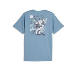 Puma Herren Laufshirt "M RUN NITRO GRAPHIC TEE"zen blau, Gr. L, unifarben, Web, Obermaterial: 100% Polyester, Shirts, mit Rundhalsausschnitt,