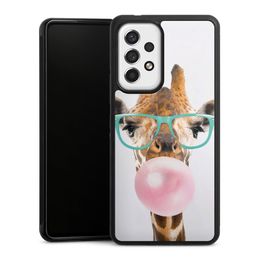 DeinDesign Galaxy A53 5G Handy Gallery Case Handyh&uuml;lle 9H Geh&auml;rtetes Glas R&uuml;ckseite H&uuml;lle Giraffe Animals Glasses Gallery Case