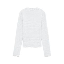 V&eacute;ro Moda VERO MODA Damen Langarmshirt "VMZIA LS FUNNEL NECK TOP JRS NOOS"hellwei&szlig;, Gr. L, unifarben, Jersey, Obermaterial: 60% Baumwolle, 35% Polyamid, 5%