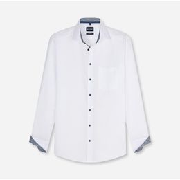 OLYMP Herren Langarmhemd "Luxor"blau, Gr. 41, Web, Obermaterial: 100% Baumwolle, Hemden, Businesshemd, New-Kentkragen, Modern Fit, verl&auml;ngerter Arm
