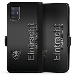 DeinDesign Galaxy A51 Handy Klapph&uuml;lle Handyh&uuml;lle aus Kunst Leder schwarz Flip Case Logo Eintracht Braunschweig Official Licensed Product Sideflip mit Lasche