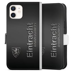 DeinDesign iPhone 12 Handy Klapph&uuml;lle Handyh&uuml;lle aus Kunst Leder wei&szlig; Flip Case Logo Eintracht Braunschweig Official Licensed Product Sideflip mit Lasche
