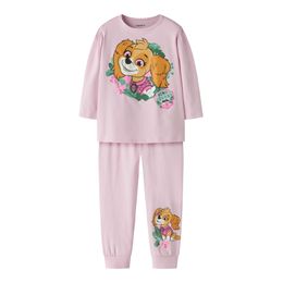 name it M&auml;dchen Schlafanzug "NMFJETINA PAW LS NIGHTSET CPLGM", Gr. 122pirouette, Jersey, Obermaterial: 95% Baumwolle, 5% Elasthan, bedruckt,