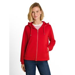 Tom Tailor Damen Kapuzensweatjacke "Regular"mid scarlet rot, Gr. XL, Sweatware, Obermaterial: 51% Polyester, 42% Viskose, 7% Elasthan, Sweatjacken,