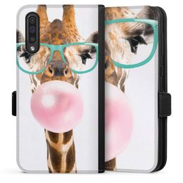 DeinDesign Galaxy A50 Handy Klapph&uuml;lle Handyh&uuml;lle aus Kunst Leder schwarz Flip Case Giraffe Animals Glasses Sideflip mit Lasche