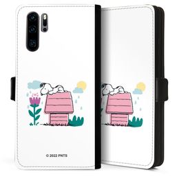 DeinDesign Huawei P30 Pro Handy Klapph&uuml;lle Handyh&uuml;lle aus Kunst Leder schwarz Flip Case Snoopy Dog Official Licensed Product Sideflip mit langer Lasche