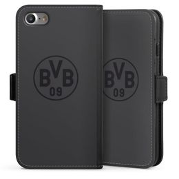 DeinDesign iPhone SE (2020) Handy Klapph&uuml;lle Handyh&uuml;lle aus Kunst Leder schwarz Flip Case Borussia Dortmund Bvb Logo Sideflip mit Lasche