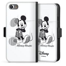 DeinDesign iPhone SE (2020) Handy Klapph&uuml;lle Handyh&uuml;lle aus Kunst Leder schwarz Flip Case Official Licensed Product Disney Mickey Mouse Sideflip mit Lasche