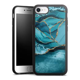 DeinDesign iPhone SE (2020) Handy Gallery Case Handyh&uuml;lle 9H Geh&auml;rtetes Glas R&uuml;ckseite H&uuml;lle Glitzer Marble Gemstone Gallery Case
