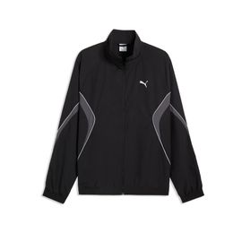 Puma Herren Trainingsjacke "SPORT RELAXED WOVEN TRACK JACKET"Puma schwarz, Gr. XL, bedruckt, Obermaterial: 100% Polyamid, Jacken, mit Stehkragen,