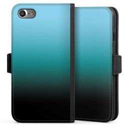 DeinDesign iPhone SE (2020) Handy Klapph&uuml;lle Handyh&uuml;lle aus Kunst Leder schwarz Flip Case Ombre Two-Tone Black Sideflip mit Lasche