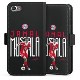 DeinDesign iPhone 8 Handy Klapph&uuml;lle Handyh&uuml;lle aus Kunst Leder schwarz Flip Case Official Licensed Product Jamal Musiala Fc Bayern M&uuml;nchen Sideflip mit Lasche