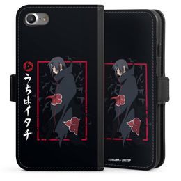 DeinDesign iPhone SE (2022) Handy Klapph&uuml;lle Handyh&uuml;lle aus Kunst Leder schwarz Flip Case Itachi Uchiha Official Licensed Product Naruto Shippuden Sideflip mit 
