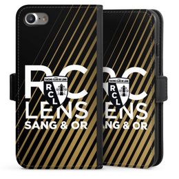 DeinDesign iPhone SE (2020) Handy Klapph&uuml;lle Handyh&uuml;lle aus Kunst Leder schwarz Flip Case Rc Lens Racing Club De Lens Rcl Sideflip mit Lasche