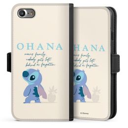 DeinDesign iPhone SE (2020) Handy Klapph&uuml;lle Handyh&uuml;lle aus Kunst Leder schwarz Flip Case Disney Official Licensed Product Lilo & Stitch Sideflip mit Lasche