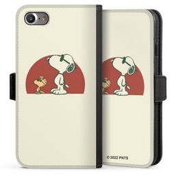 DeinDesign iPhone 8 Handy Klapph&uuml;lle Handyh&uuml;lle aus Kunst Leder schwarz Flip Case Snoopy Kindheit Official Licensed Product Sideflip mit Lasche