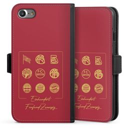 DeinDesign iPhone SE (2020) Handy Klapph&uuml;lle Handyh&uuml;lle aus Kunst Leder schwarz Flip Case Fc Bayern M&uuml;nchen Merchandise Fcb 125 Jahre Sideflip mit Lasche