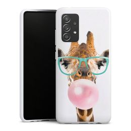 DeinDesign Galaxy A52s 5G Handy Silikon H&uuml;lle Case wei&szlig; Handyh&uuml;lle Giraffe Animals Glasses Silikon Case