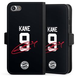 DeinDesign iPhone SE (2020) Handy Klapph&uuml;lle Handyh&uuml;lle aus Kunst Leder schwarz Flip Case Fc Bayern M&uuml;nchen Harry Kane Jersey Sideflip mit Lasche