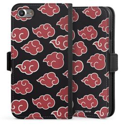 DeinDesign iPhone SE (2020) Handy Klapph&uuml;lle Handyh&uuml;lle aus Kunst Leder schwarz Flip Case Akatsuki Pattern Naruto Shippuden Sideflip mit Lasche