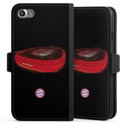 DeinDesign iPhone SE (2020) Handy Klapph&uuml;lle Handyh&uuml;lle aus Kunst Leder schwarz Flip Case Fcb Official Licensed Product Fc Bayern M&uuml;nchen Stadium Sideflip mit 