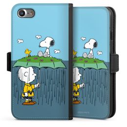 DeinDesign iPhone SE (2020) Handy Klapph&uuml;lle Handyh&uuml;lle aus Kunst Leder schwarz Flip Case Children Snoopy Peanuts Sideflip mit Lasche
