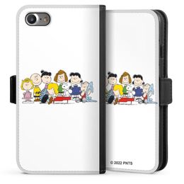 DeinDesign iPhone 8 Handy Klapph&uuml;lle Handyh&uuml;lle aus Kunst Leder schwarz Flip Case Merchandise Kindheit Peanuts Sideflip mit Lasche