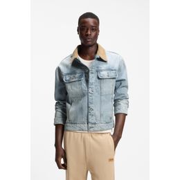 Hugo Herren Jeansjacke "Erlo"light, pastel blau455, Gr. XXXL, unifarben, Denim/Jeans, Obermaterial: 100% Baumwolle, Jacken, Cordkragen, Relaxed Fit,