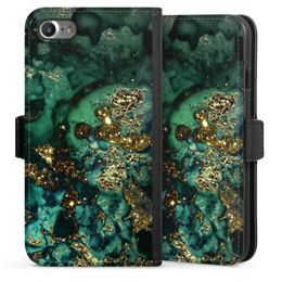 DeinDesign iPhone SE (2020) Handy Klapph&uuml;lle Handyh&uuml;lle aus Kunst Leder schwarz Flip Case Muster Glitzer Marble Sideflip mit Lasche