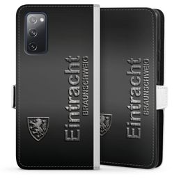 DeinDesign Galaxy S20 FE Handy Klapph&uuml;lle Handyh&uuml;lle aus Kunst Leder wei&szlig; Flip Case Official Licensed Product Eintracht Braunschweig Logo Sideflip mit Lasche