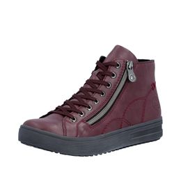 Rieker Damen Schn&uuml;rboots, Gr. 37rot, Lederimitat, Schuhe, High Top-Sneaker, Herbstschuh mit dezenten Ziern&auml;hten